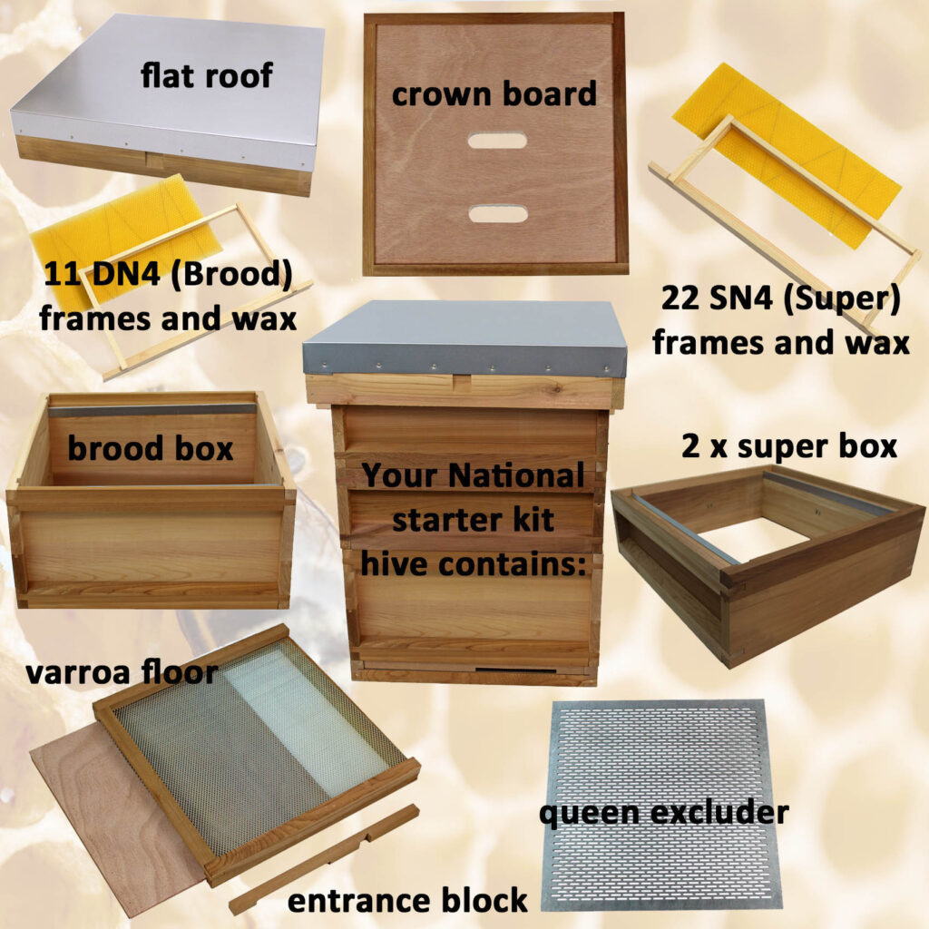Starter Kit - National Beehive w/Flat Roof | Western Red Cedar ...
