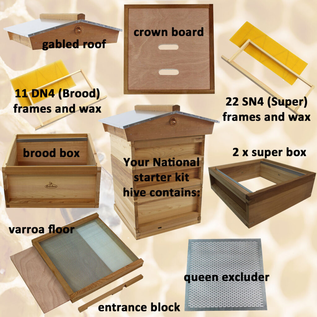 National Beehive Gabled Roof Cedar 2 Super 1 Brood with frames and wax ...